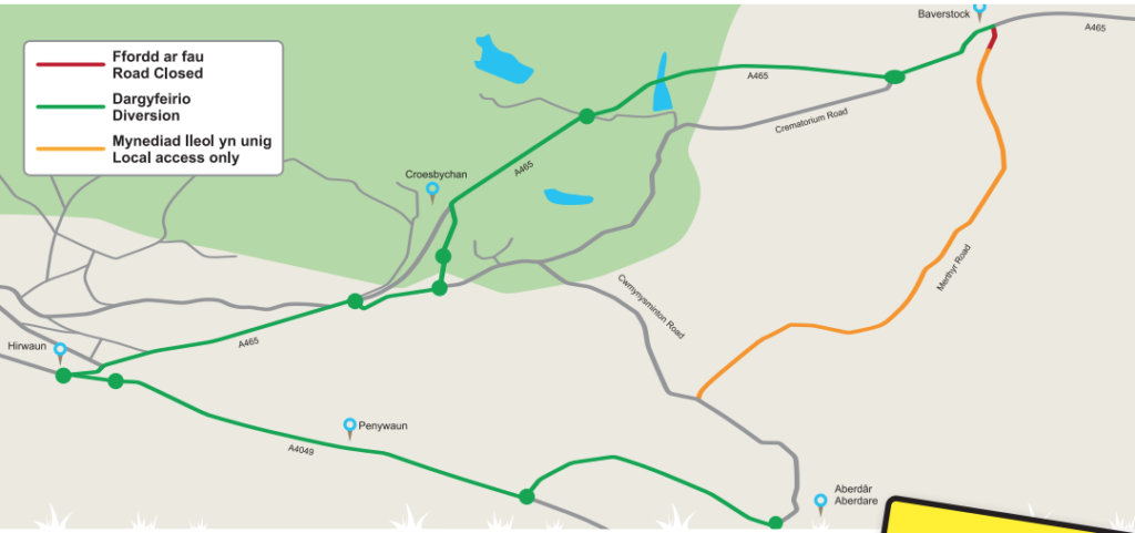 Traffic Management Information: Merthyr Road (B4276), Llwydcoed Closure ...